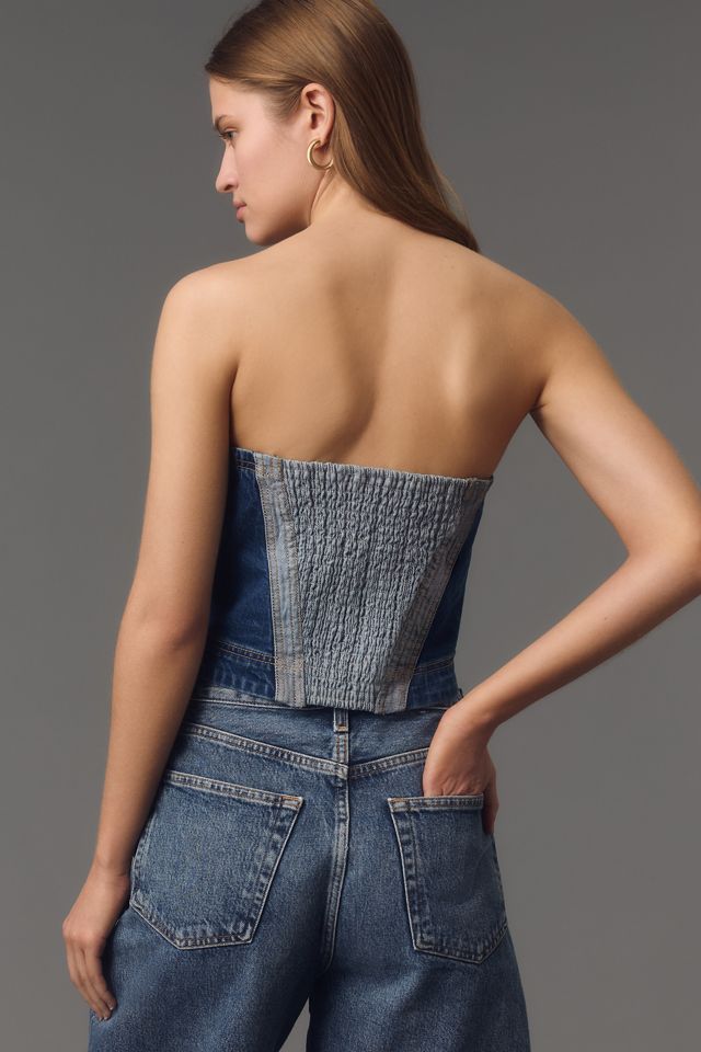 Pilcro Strapless Denim Corset | Anthropologie