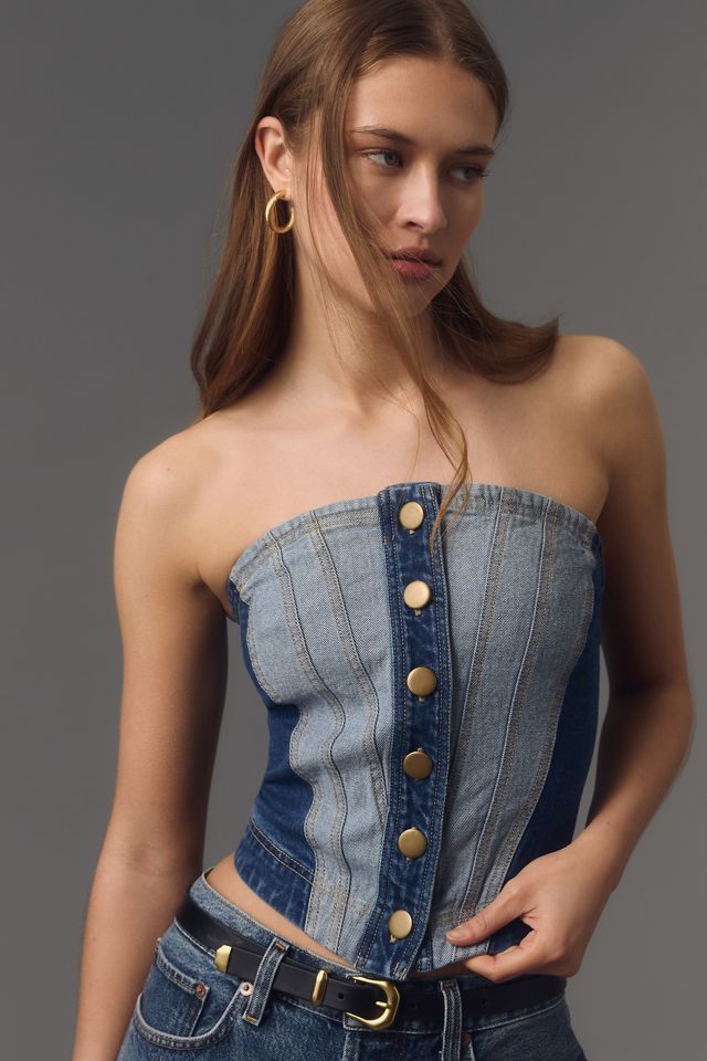 Pilcro Strapless Denim Corset | Anthropologie