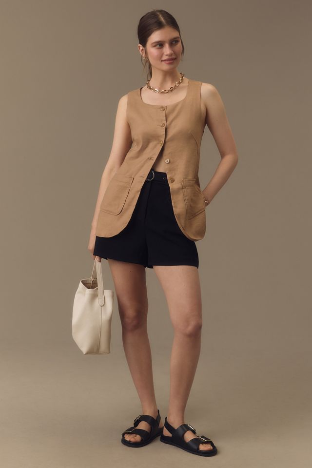 Maeve Mod Linen Square-Neck Vest | Anthropologie UK