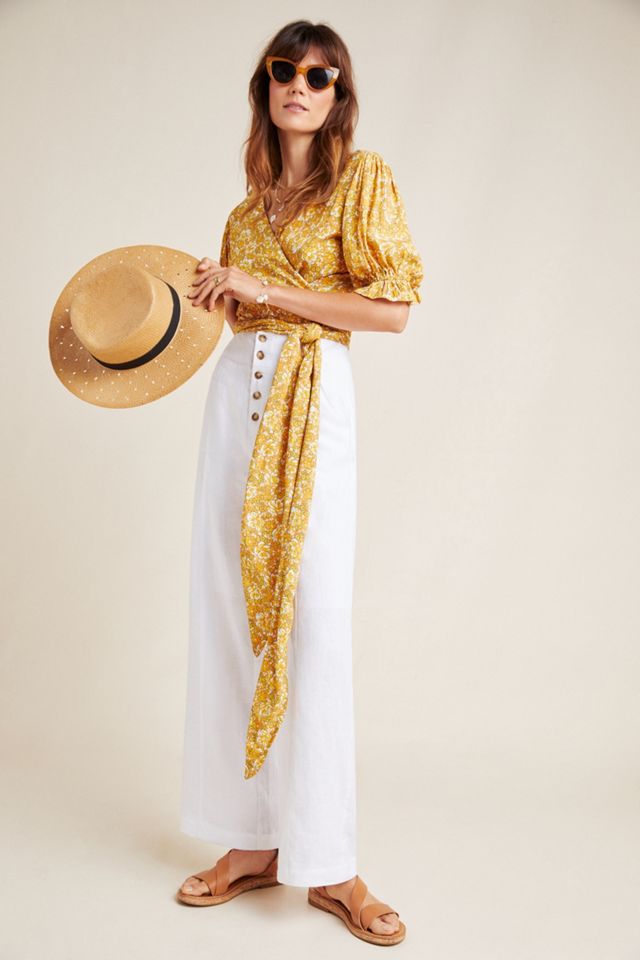 Faithfull Saffron Wrap Blouse | Anthropologie