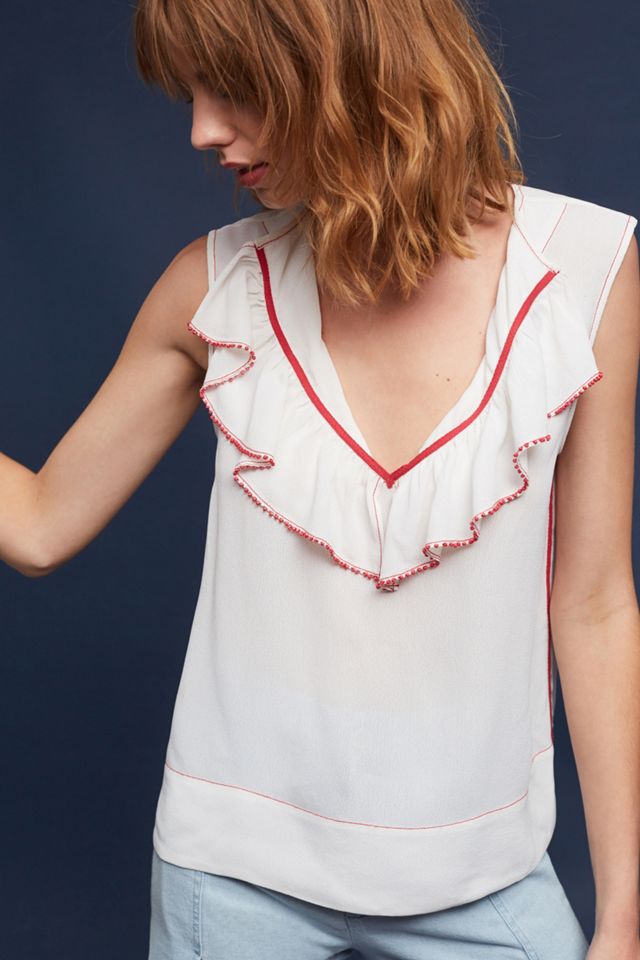 Ruffled V-Neck Shell | Anthropologie