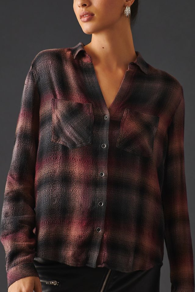 Cloth & Stone Plaid Buttondown Blouse | Anthropologie