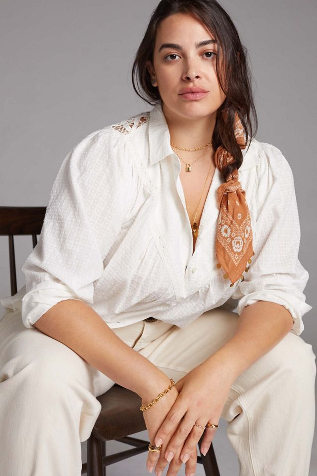 Pilcro Lace-Back Buttondown | Anthropologie