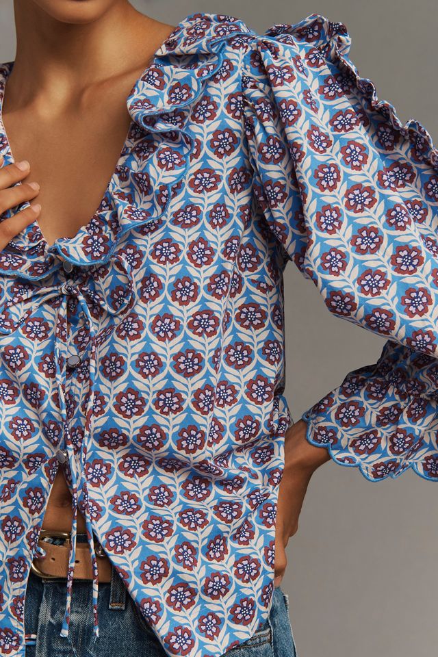 Maeve Scallop V Neck Blouse Anthropologie