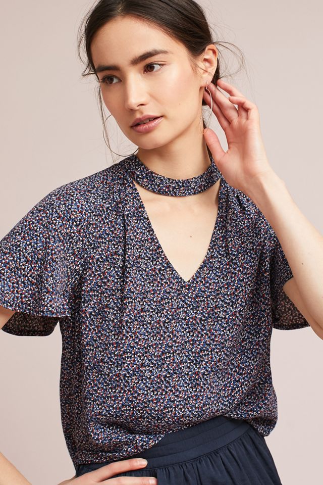 Printed Cutout Blouse | Anthropologie