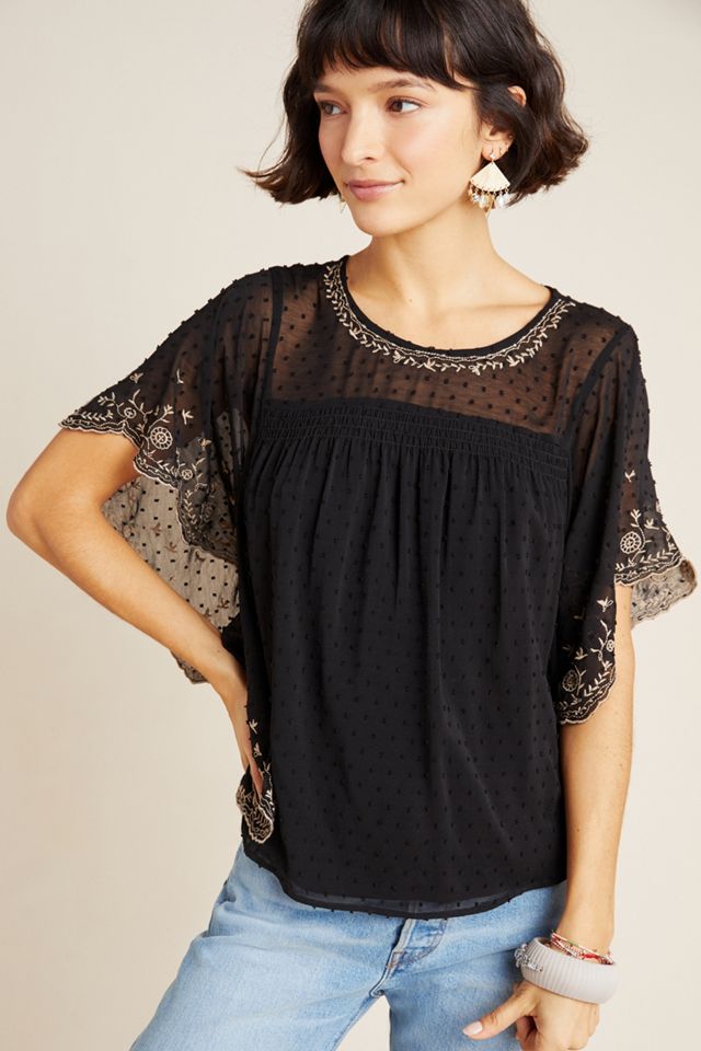 Christie Clip Dot Blouse | Anthropologie