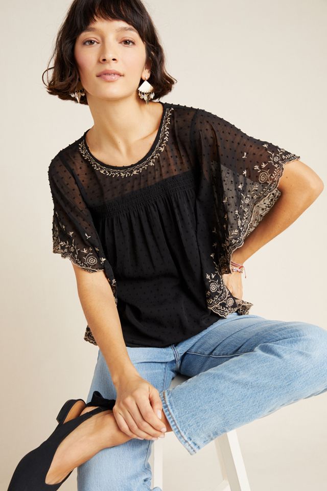 Christie Clip Dot Blouse | Anthropologie