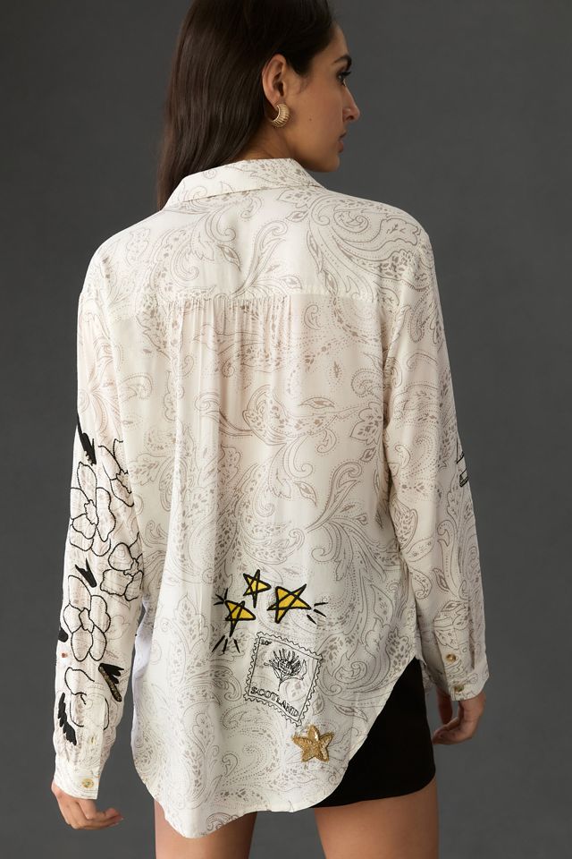 Pilcro Souvenir Embellished Buttondown Shirt | Anthropologie UK