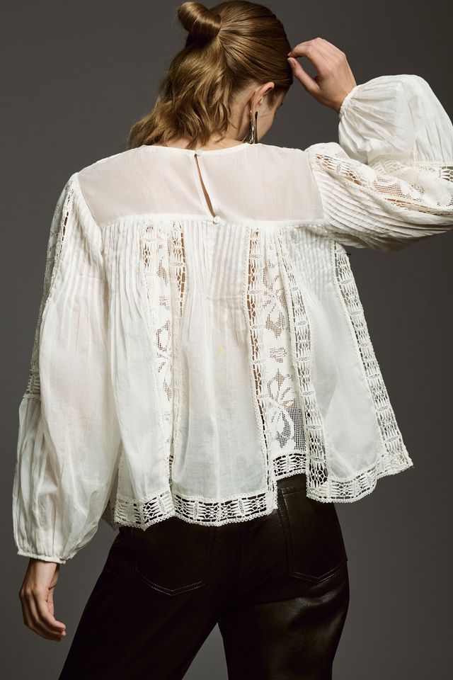 Forever That Girl Long-Sleeve Lace Peasant Blouse | Anthropologie UK