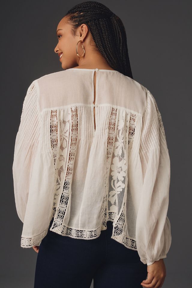 Forever That Girl Long-Sleeve Lace Peasant Blouse | Anthropologie