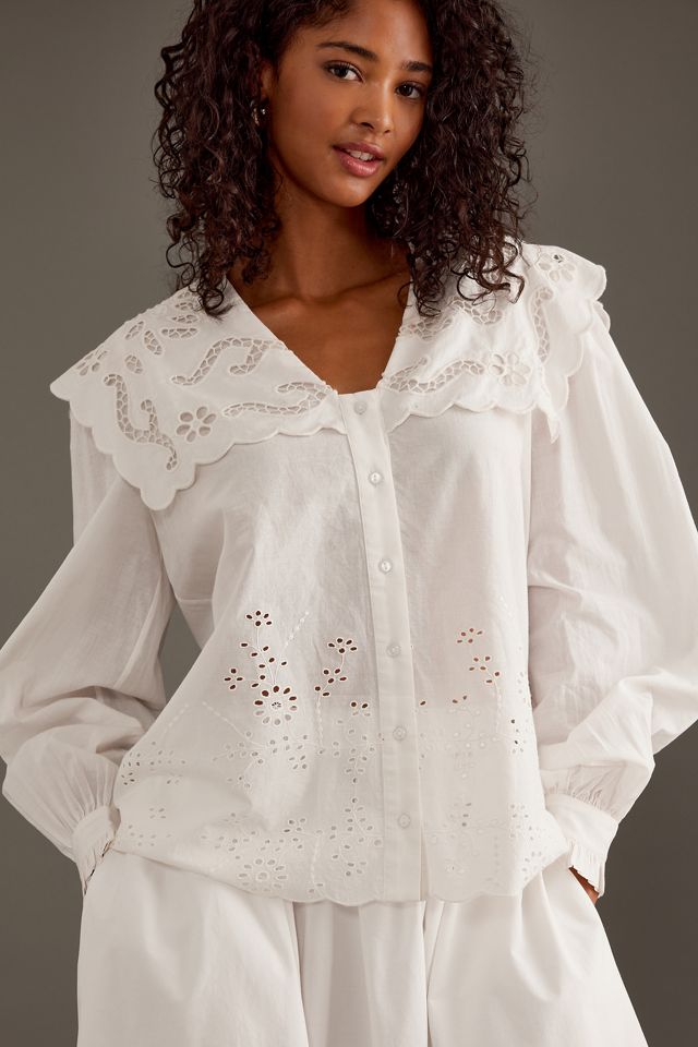 Cotton Broderie Blouse | Anthropologie UK
