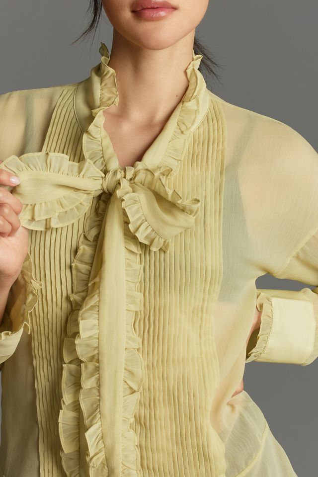 Forever That Girl Tie-Neck Ruffle Blouse | Anthropologie