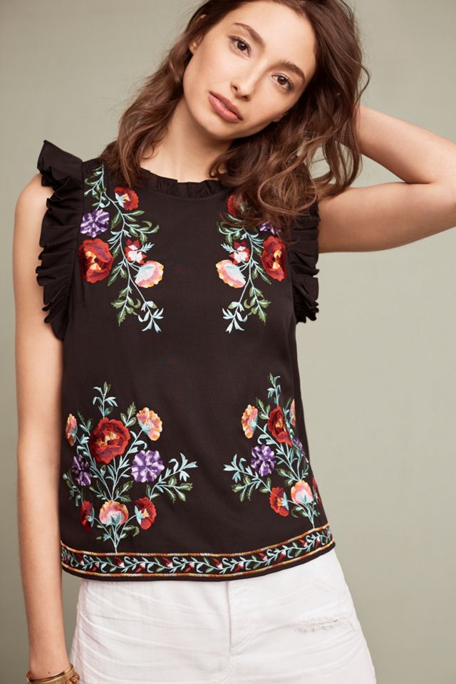 Stassi Embroidered Top | Anthropologie