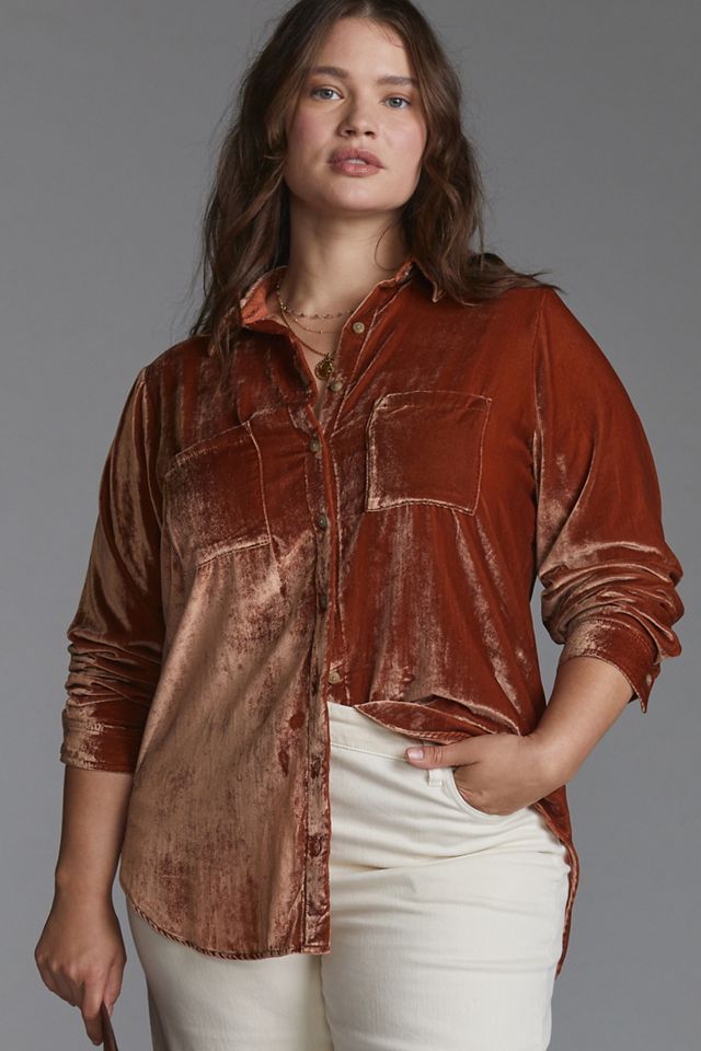 Pilcro Classic Velvet Buttondown | Anthropologie