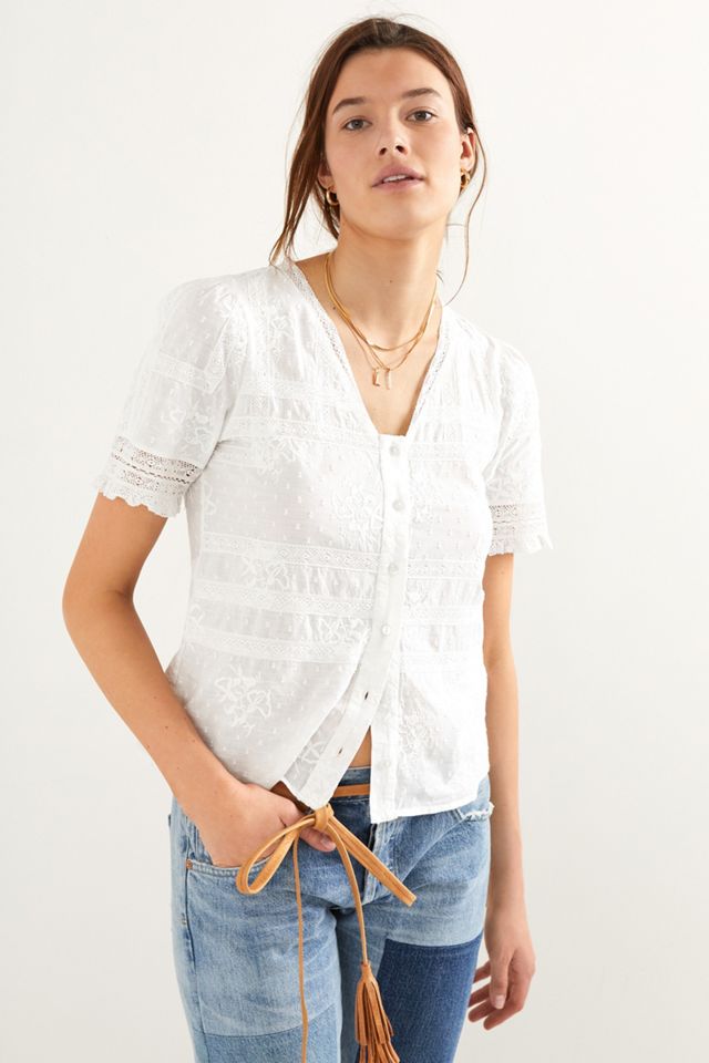 Lace-Trimmed Buttondown | Anthropologie