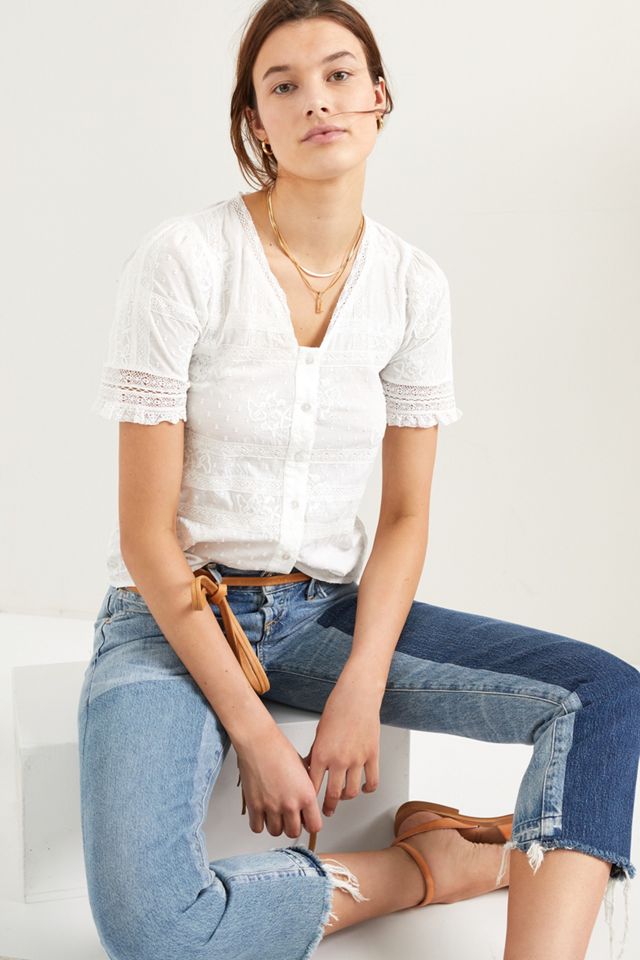 Lace-Trimmed Buttondown | Anthropologie