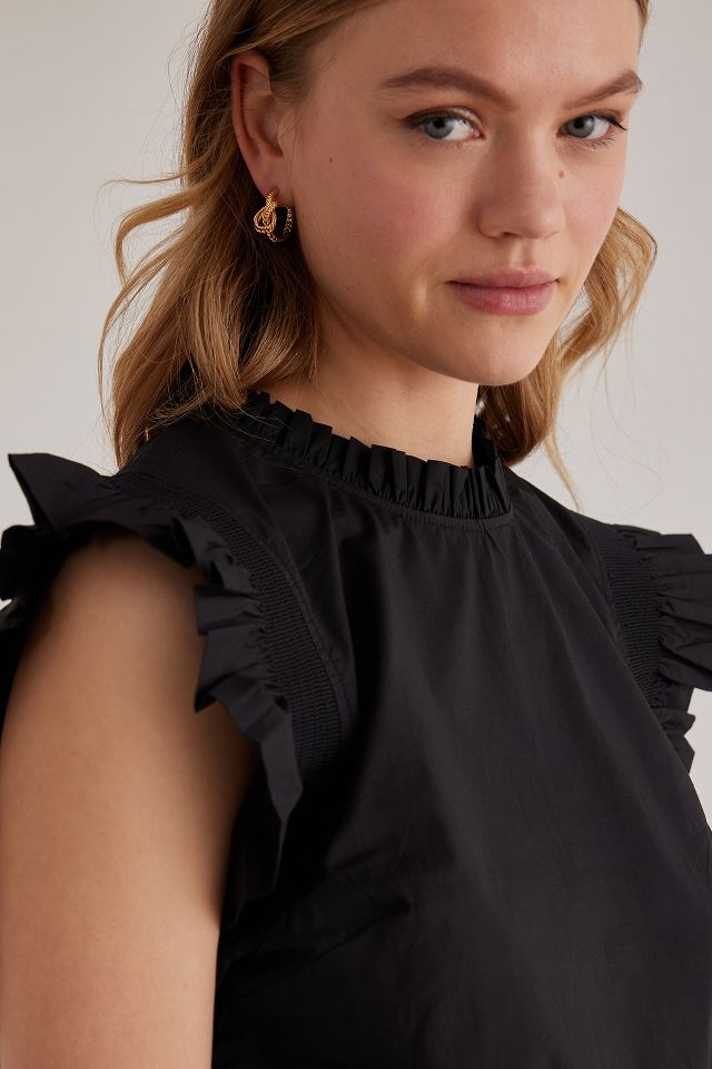 English Factory Ruffle-Sleeve High-Neck Blouse | Anthropologie UK