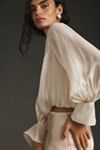 By Anthropologie Cropped Balloon-Sleeve V-Back Blouse | Anthropologie UK