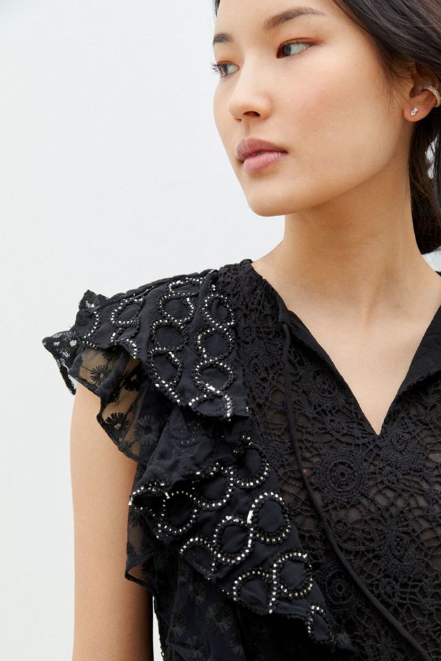Ruffled Lace Blouse | Anthropologie