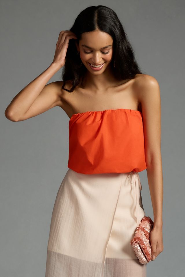 Maeve Strapless Poplin Bubble Top | Anthropologie