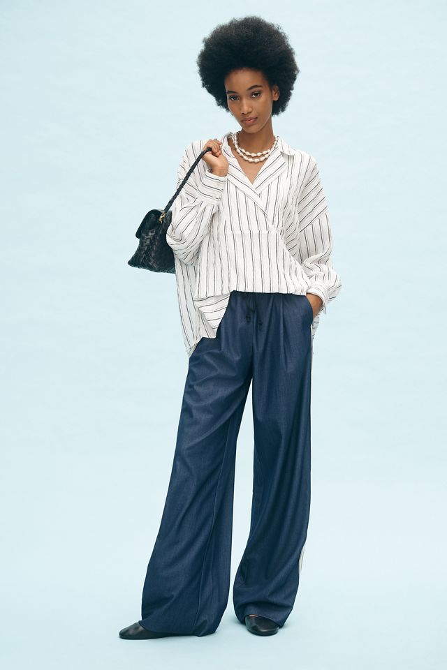 The Dylon Long-Sleeve Wide-Placket Top | Anthropologie