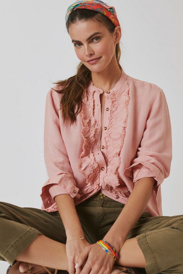 Pilcro Ruffled Placket Shirt | Anthropologie