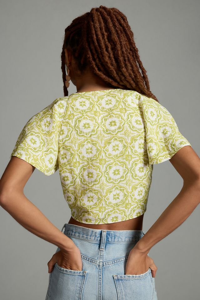 Pilcro Flutter-Sleeve Crop Top | Anthropologie