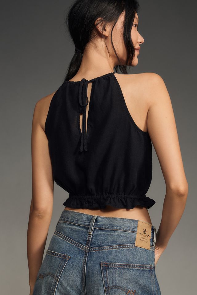 Pilcro Cropped Linen Halter Top | Anthropologie UK