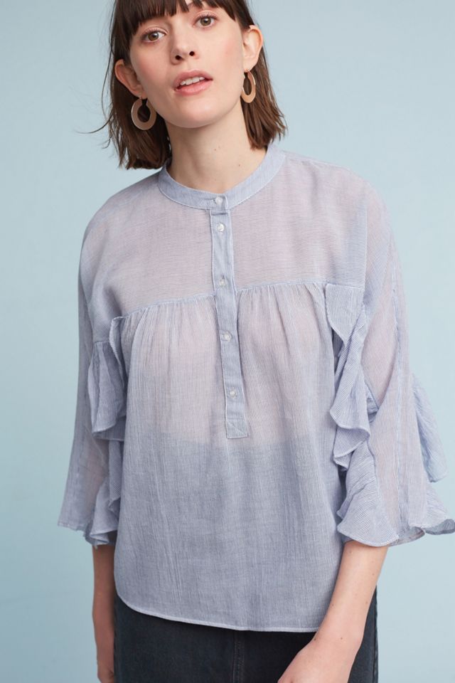 Ruffled Henley Top | Anthropologie