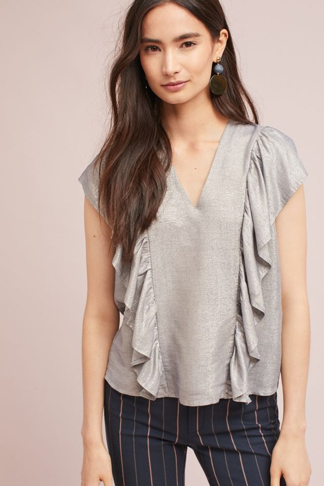 Ruffled Shimmer Top | Anthropologie