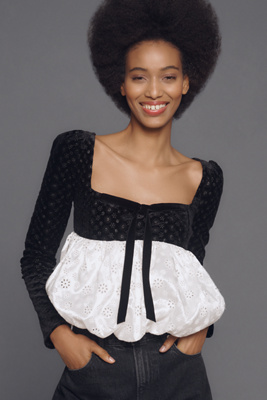 For Love & Lemons Elisa Long-Sleeve Bubble Top | Anthropologie