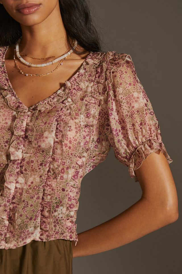 Puff-Sleeve Sheer Blouse | Anthropologie