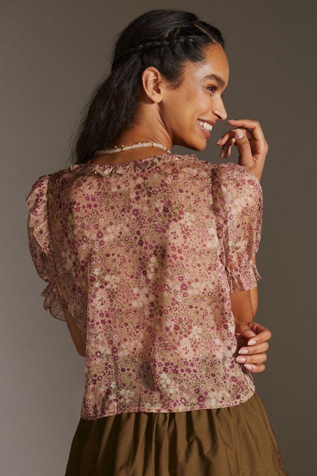 Puff-Sleeve Sheer Blouse | Anthropologie