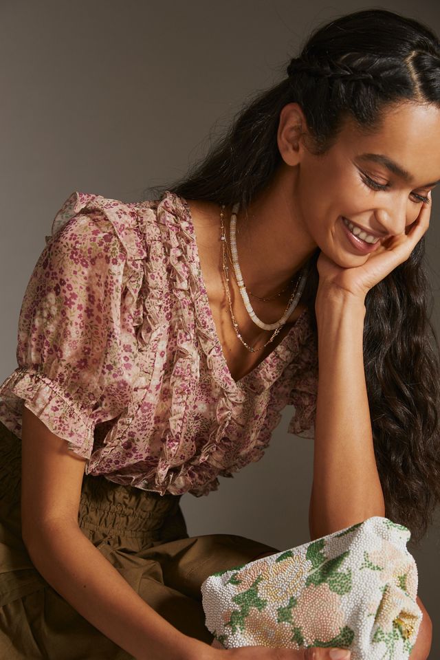 Puff-Sleeve Sheer Blouse | Anthropologie