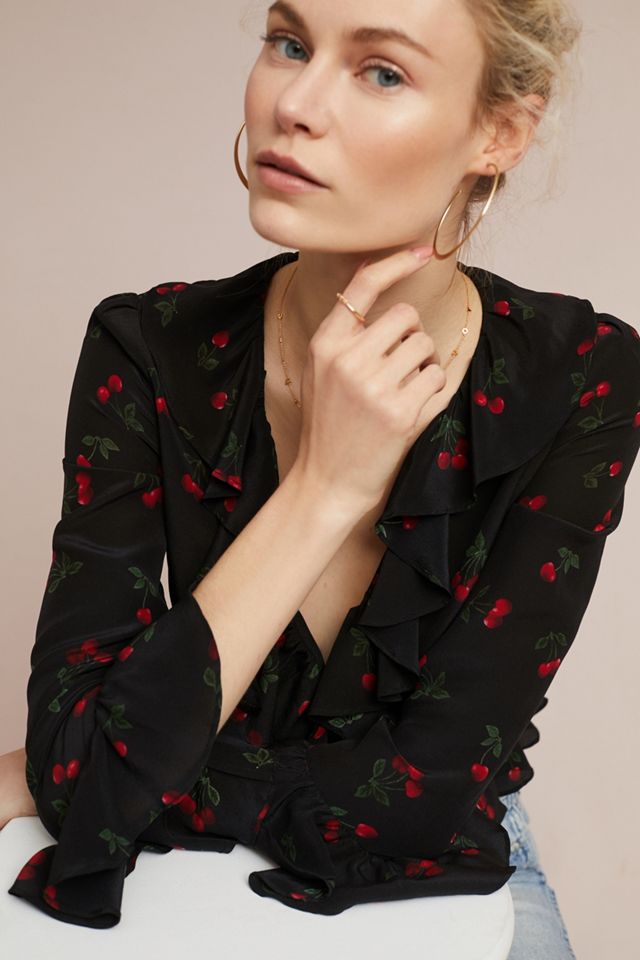 Cherry Silk Blouse | Anthropologie
