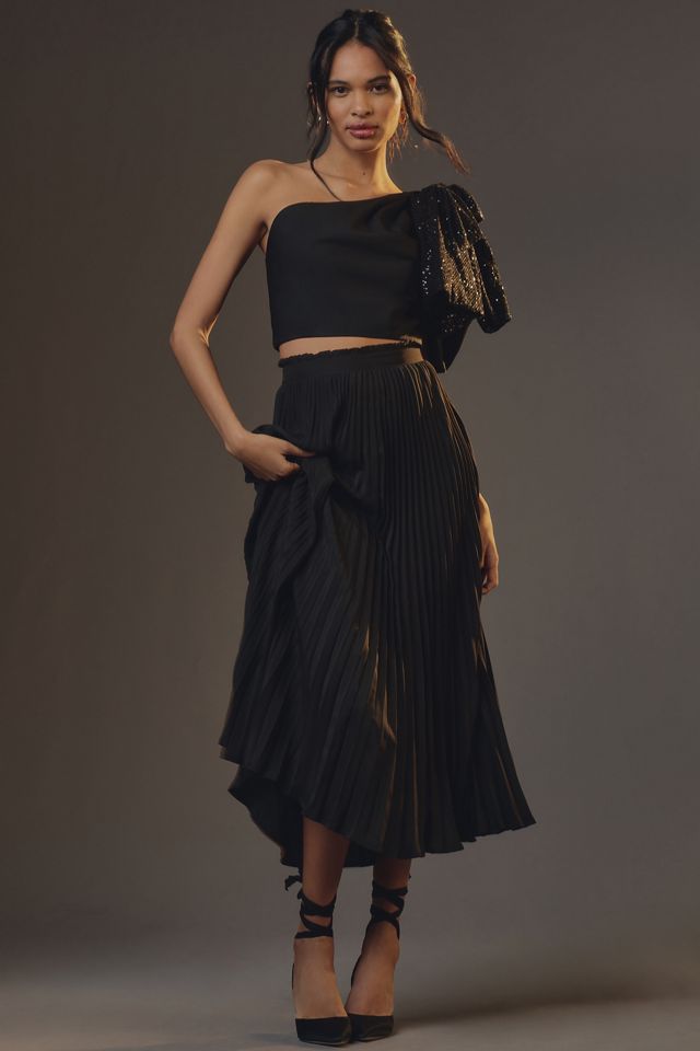 Mac Duggal One-Shoulder Bow Top | Anthropologie