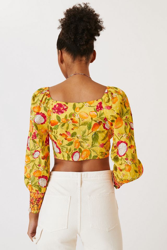 Farm Rio Deep-V Tie-Waist Top | Anthropologie