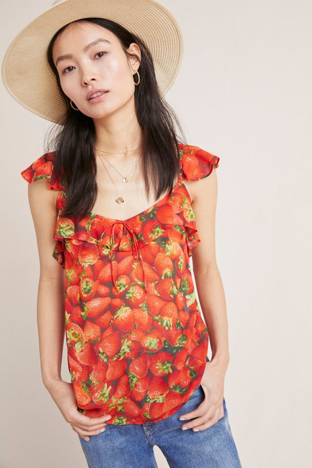 Ruffled Strawberry Top | Anthropologie