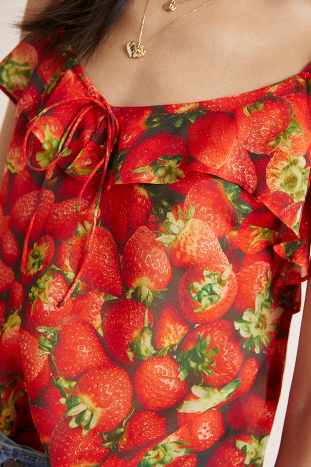 Ruffled Strawberry Top | Anthropologie