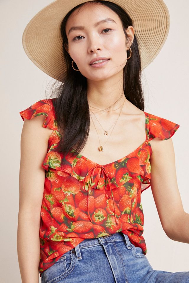 Ruffled Strawberry Top | Anthropologie