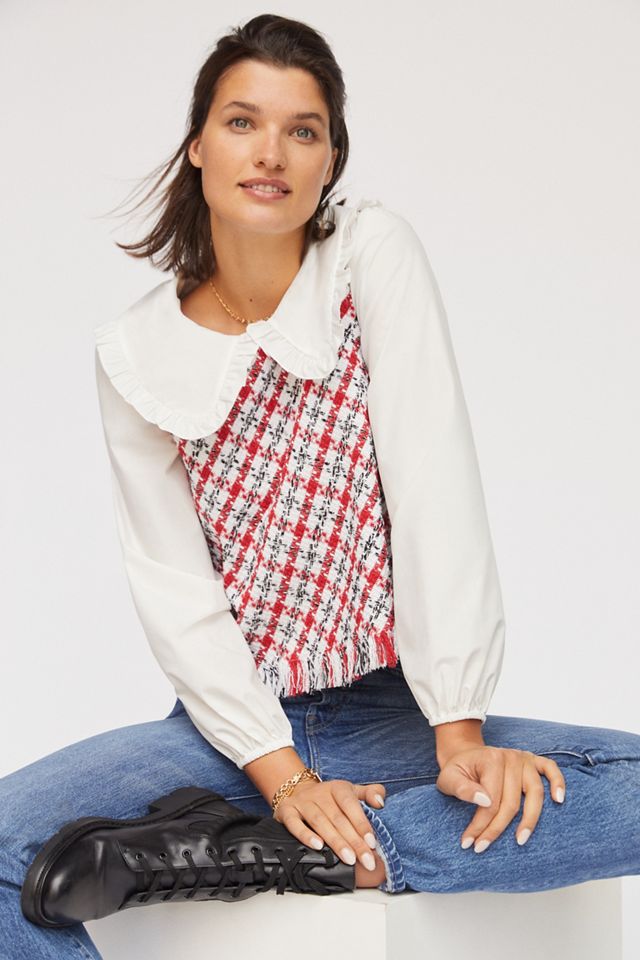 Layered Collar Sweater Vest Set | Anthropologie