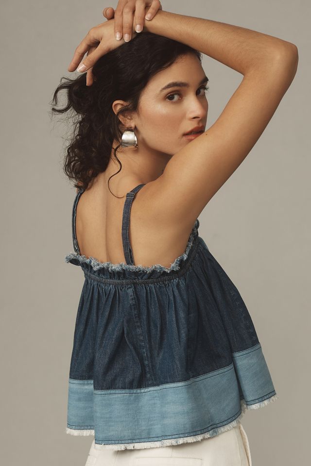 Pilcro Two-Tone Swing Denim Tank Top | Anthropologie UK