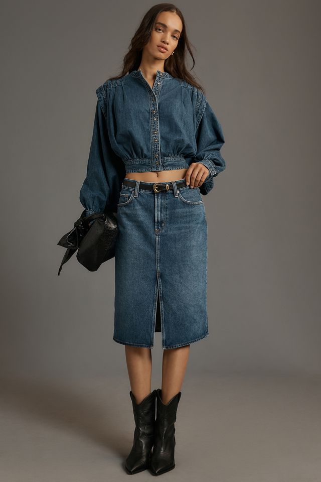 Pilcro Long-Sleeve Denim Buttondown Shirt | Anthropologie
