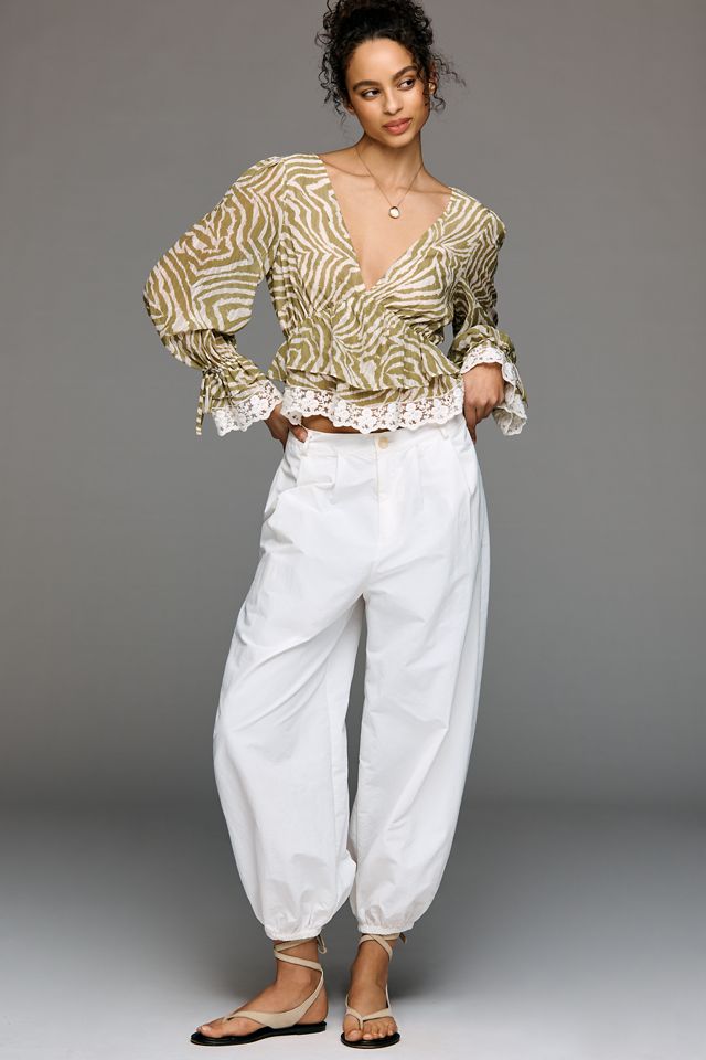 En Saison Skylar V-Neck Long-Sleeve Blouse | Anthropologie