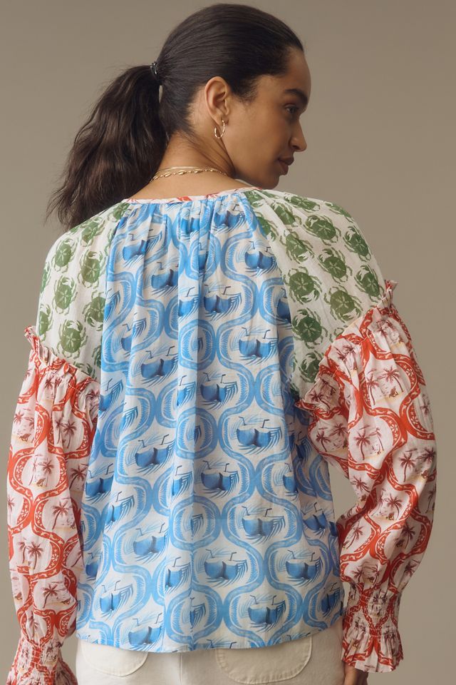 Farm Rio Summer Mix Multicolor Blouse | Anthropologie