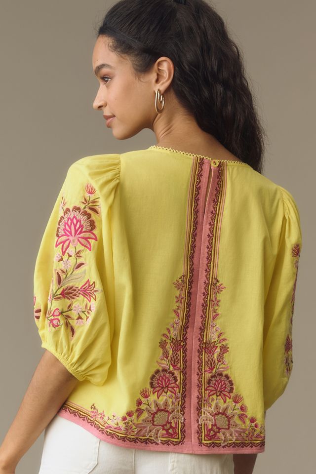 Farm Rio Tapestry Embroidered Blouse | Anthropologie