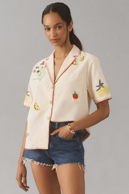 Hunter Bell Polly Embroidered Camp Shirt | Anthropologie