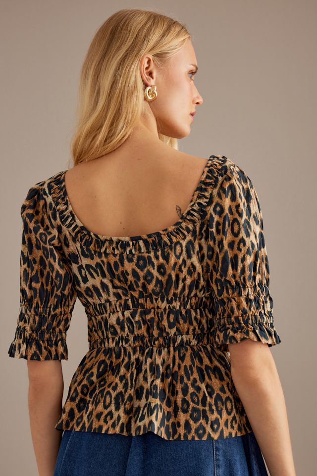 Damson Madder Bianca Leopard Print Blouse | Anthropologie ES