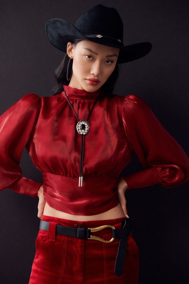 Flat White Open-Back Bow Blouse | Anthropologie