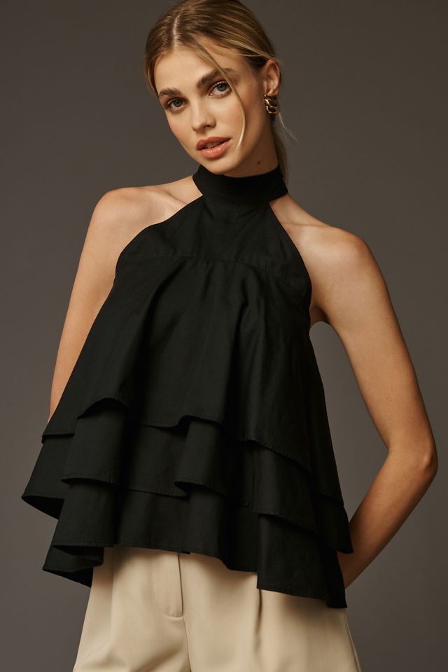 Maeve High-Neck Open-Back Tank | Anthropologie